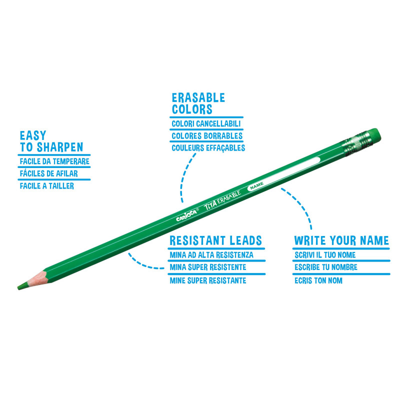 Crayons Effaçable hexagonaux TITA - 12 Pcs CRAYON EN RÉSINE - TITA ...