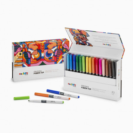 CARIOCA Plus Prisma Fiber-tip Hard Box - 30 Pcs Felt tip pen CARIOCA