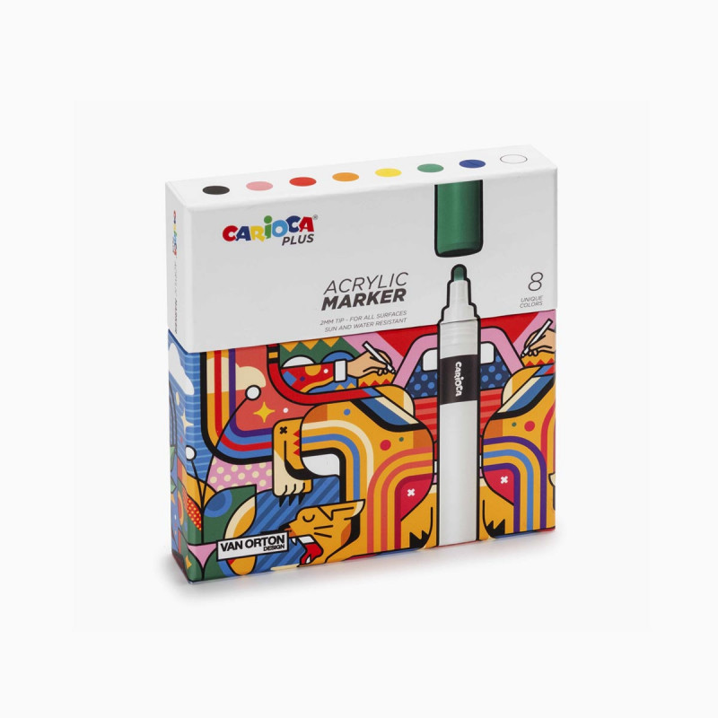 CARIOCA Plus Acrylic Marker Hard Box - 8 Pcs Acrylic marker CARIOCA