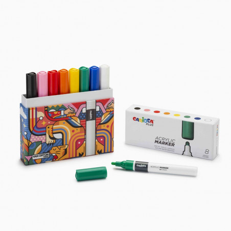 CARIOCA Plus Acrylic Marker Hard Box - 8 Pcs Acrylic marker CARIOCA