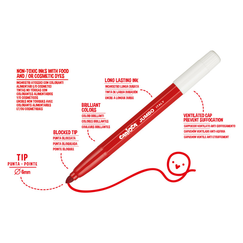 Maxi Tip Felt Tip Pens Jumbo Box - 50 Pcs CLASSIC CARIOCA