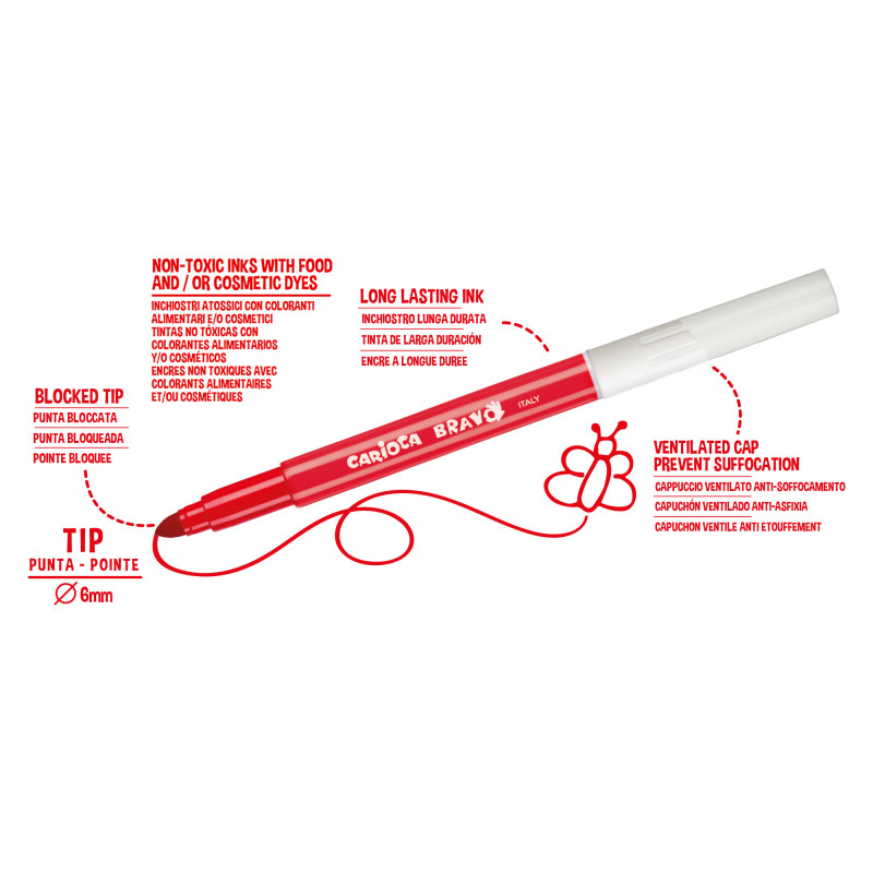 Maxi Tip Felt Tip Pens Bravo school Box - 60 Pcs Products CARIOCA