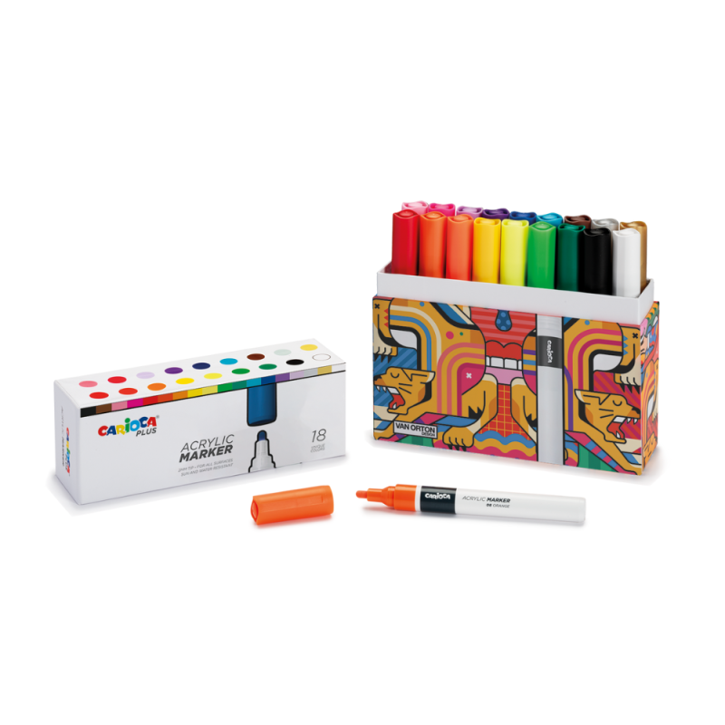 CARIOCA Plus Acrylic Marker Hard Box - 18 Pcs Acrylic marker CARIOCA