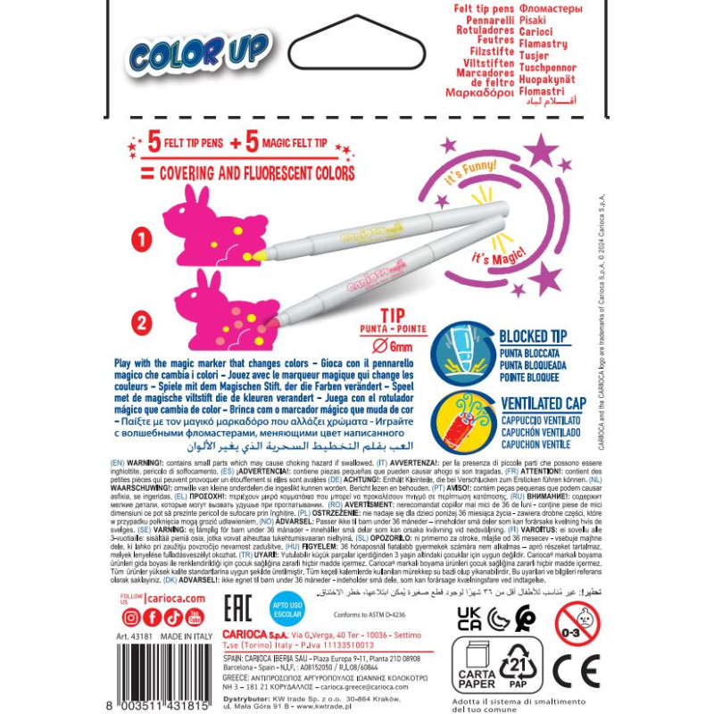 Magic Felt Tip Pens Color Up - 10 Pcs MAGIC CARIOCA