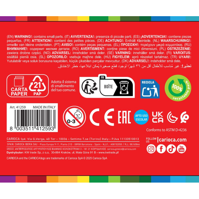 Hard Box Maxi Tip Felt Tip Pens Jumbo - 30 Pcs CLASSIC CARIOCA