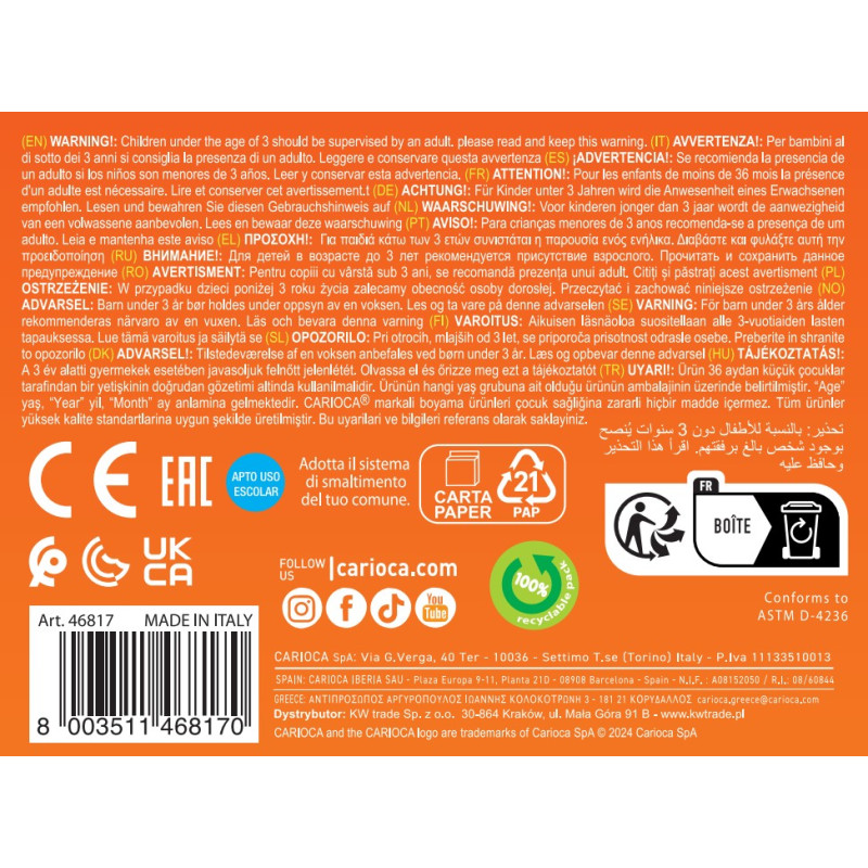 Hard Box Baby Valorous Marker 2+ - 24 Pcs FROM 24 MONTHS CARIOCA